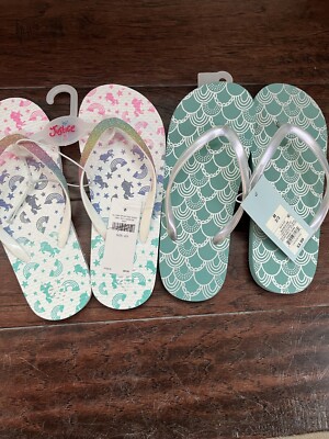 2 Pair Girls Flip Flops Sandals Justice 2/3 | eBay