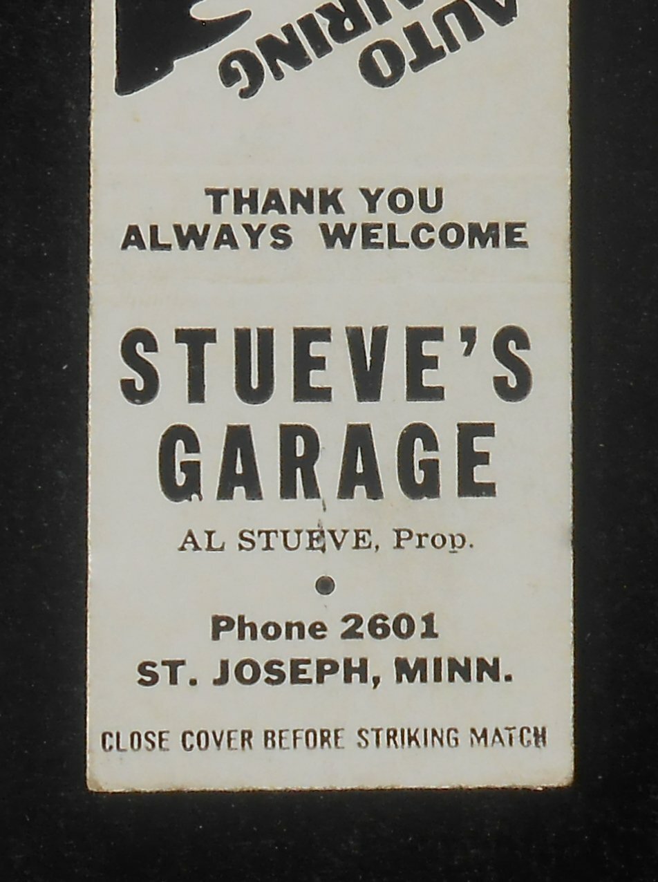 1950s Stueve's Garage Auto Repairing Al Stueve Phone 2601 Saint Joseph ...