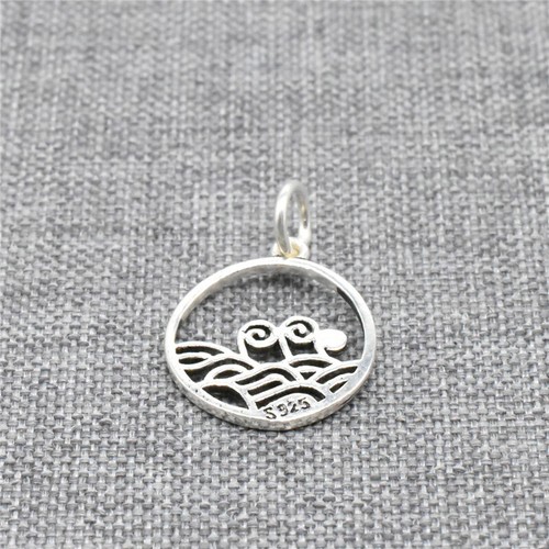 4pcs of 925 Sterling Silver Cut-out Ocean Sea Wave Charms for Bracelet ...