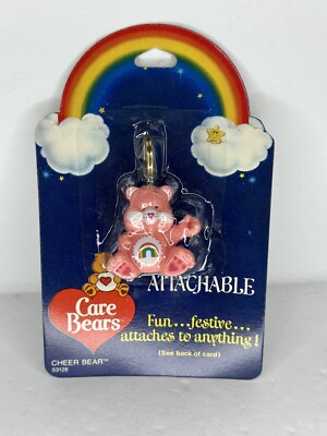 1985 Care Bears MOC Cheer Bear Pink Rainbow Attachable Zipper Key Chain ...