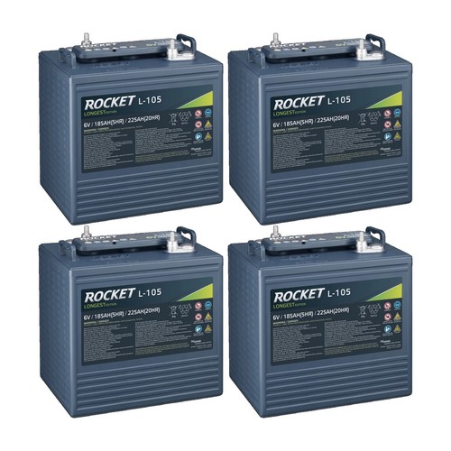 Rocket L-105 225Ah 6V Golf Cart Battery - Compatible w/ T-105 T-605 ...