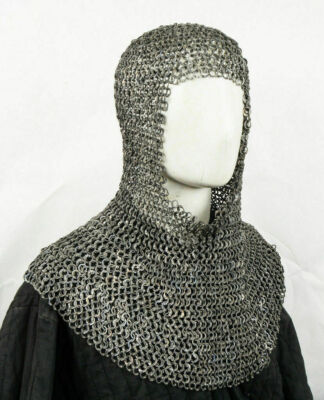 Flat Riveted Chain Mail Coif Mild Steel Chainmail Hood Reenactment ...