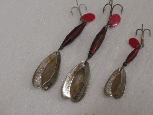 Lot of 3 Luhr Jensen Les Davis BOLO Spinner NICKEL Red Weighted 1/2 oz ...