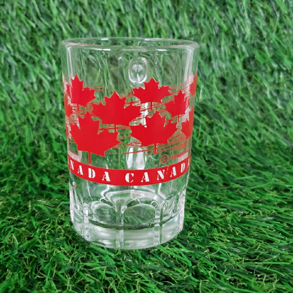 Canada Small Stein Beer Mug Shot Glass Red Maple Leaves France 3" | eBay UK