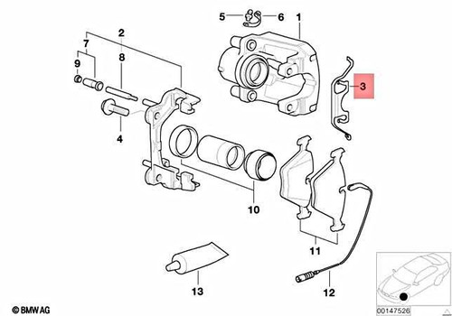 Genuine BMW e81, e60 Front Brake Caliper Anti-Rattle Spring Clip ...