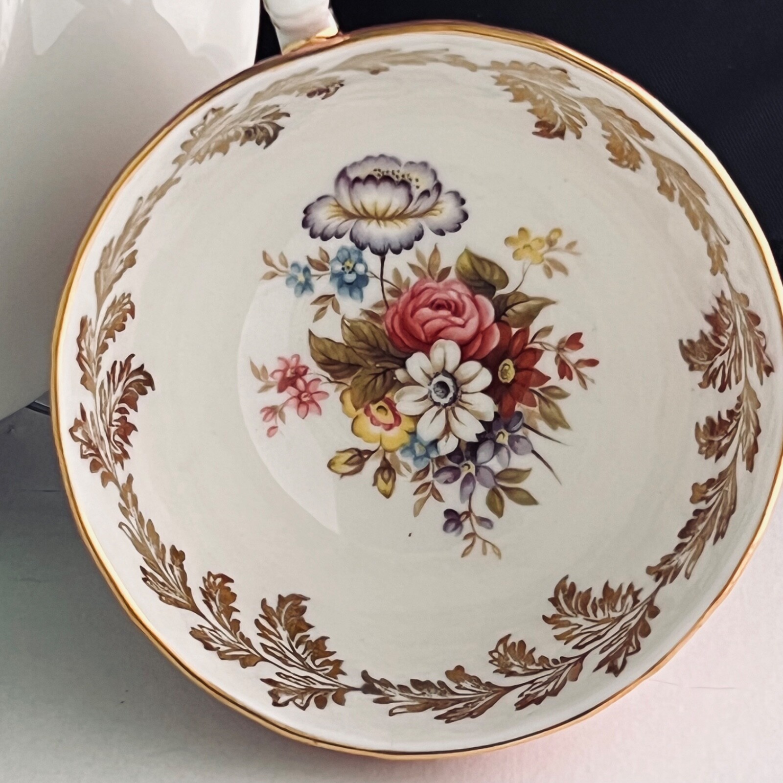 Rare Aynsley Bone China Dusty Pink Tea Cup & Saucer Set Floral Inside ...