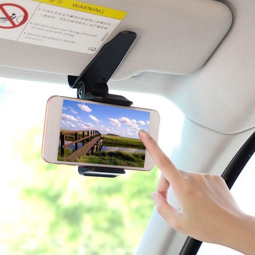 360° Black Car Phone Holder Clip Sun Visor Parts Mount Car Interior ...
