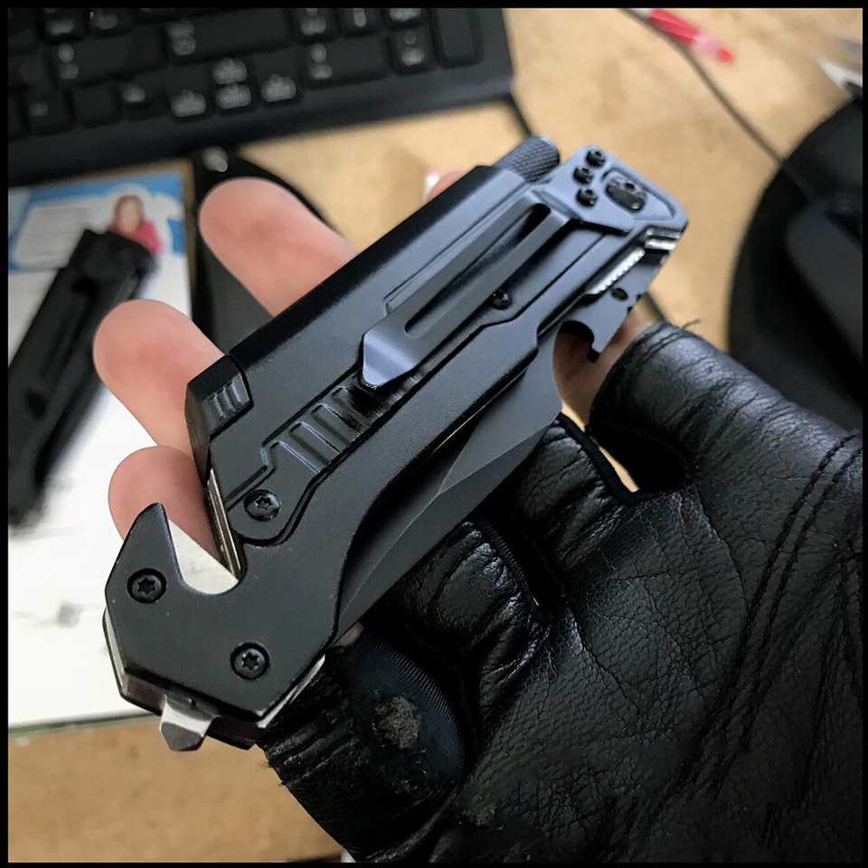 LED Gunmetal EDC Assisted Open Pocket MULTI Tactical Knife Survival ...