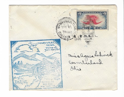 Upside down C23 Maryville TN Home of Sam Houston 1938 Natl Air Mail ...