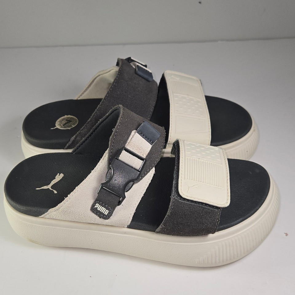 Puma Platform Sandals Women Size 7 US White Black Flag Accents | eBay