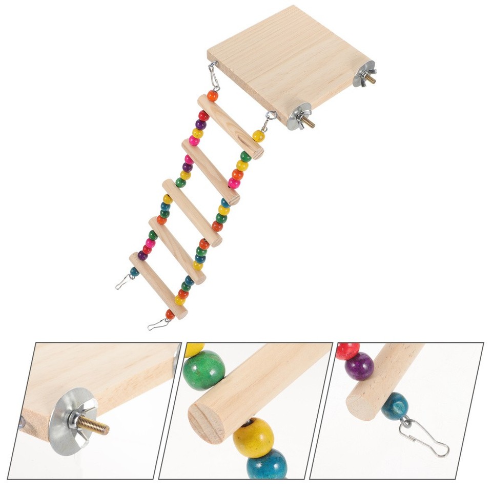 Wooden Parrot Step Ladder Toy Climbing Platform for Pet Training | eBay ...