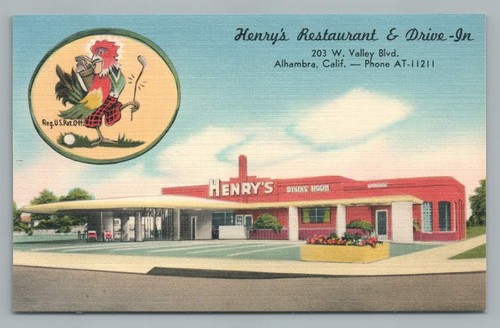 Henry's Restaurant Drive-In ALHAMBRA California Chicken in Rough Linen ...