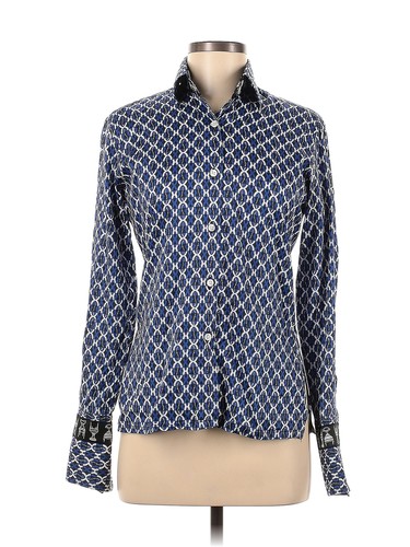 Liz Logie Women Blue Long Sleeve Button-Down Shirt 6 | eBay