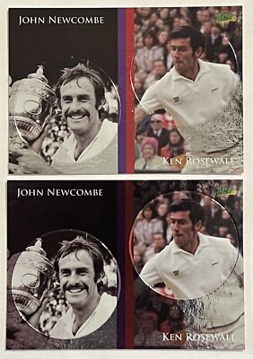 2 CARD LOT 2011 ACE AUTHENTIC KEN ROSEWALL JOHN NEWCOMBE DUAL POG ...