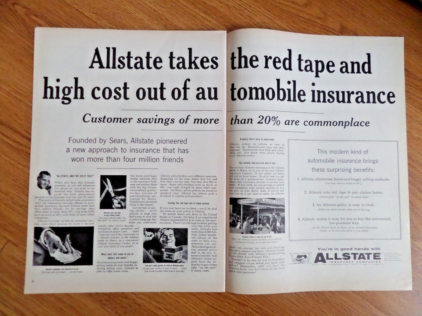 1958 Allstate Insurance Ad Takes the Red Tape & High Cost out of ...