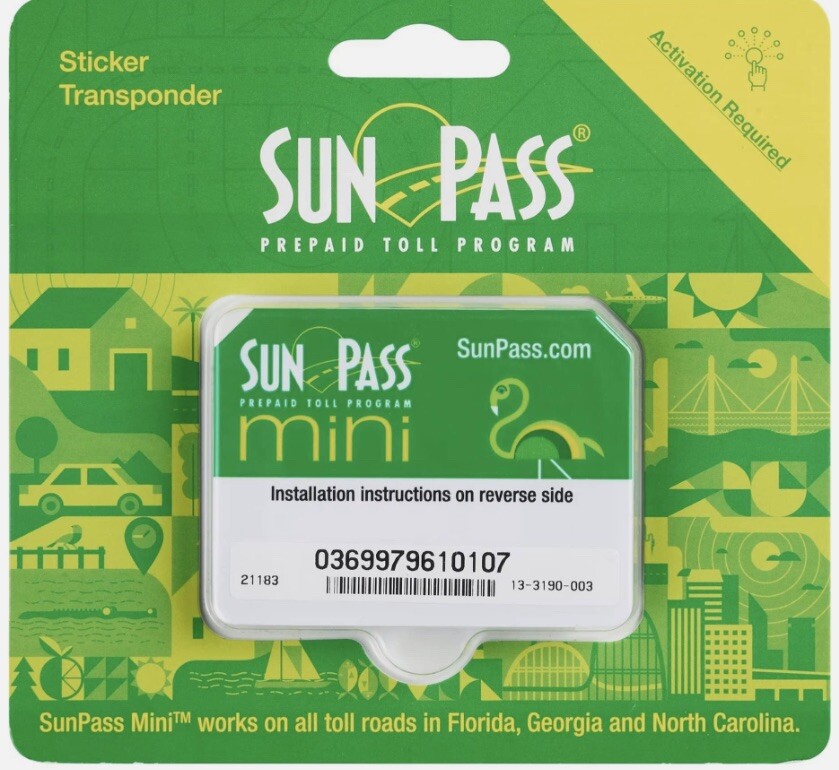 SunPass Mini Sticker Transponder Prepaid Toll Program Florida Georgia N ...
