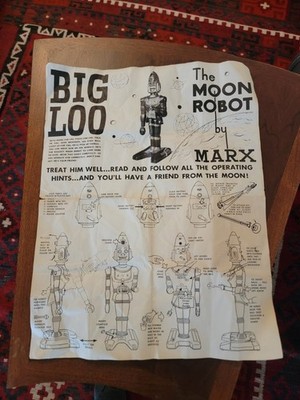 Very Rare 100% Original Marx Big Loo Toy Robot 1963 Instructions Sheet ...