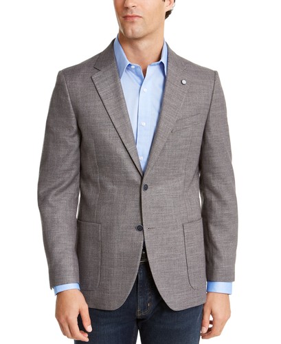Nautica Mens Modern fit Sport Coat Blazer 46 R Grey Solid Stretch 190468141398| eBay