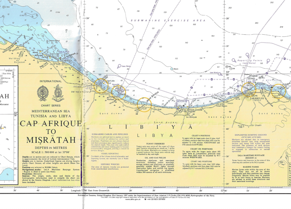 3403 Cap Afrique Misratah Tunisia Libya Mediterranean Sea Chart Marine ...