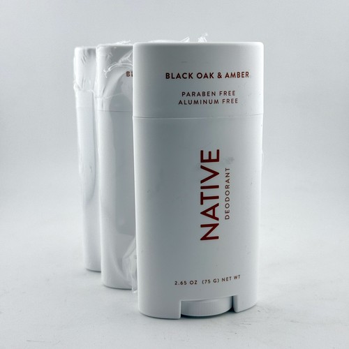 (3) Native Deodorant Black Oak & Amber Aluminum & Paraben Free 2.65 oz ...