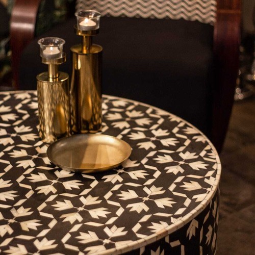 Round Coffee Table, Round Bone Inlay Centre Table Bone Inlay Cocktail ...