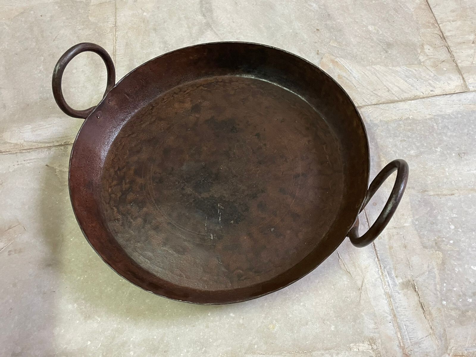 Old Antique Rare Handmade Rustic Iron Wok Kadai Deep Frying Pan ...