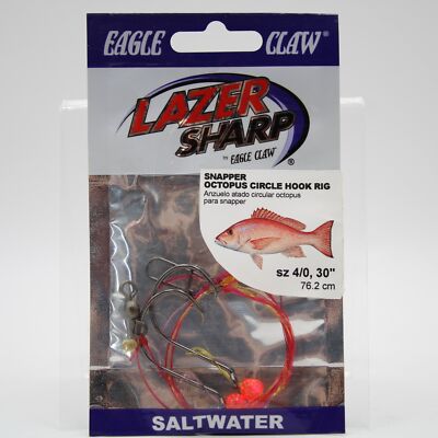 Eagle Claw Lazer Sharp L844-4/0 Snapper Octopus Circle Hook Size 4/0 ...