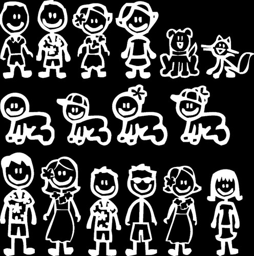 Set of 16 Stick Family Group B Vinyl Decal Sticker Car Window Wall | eBay