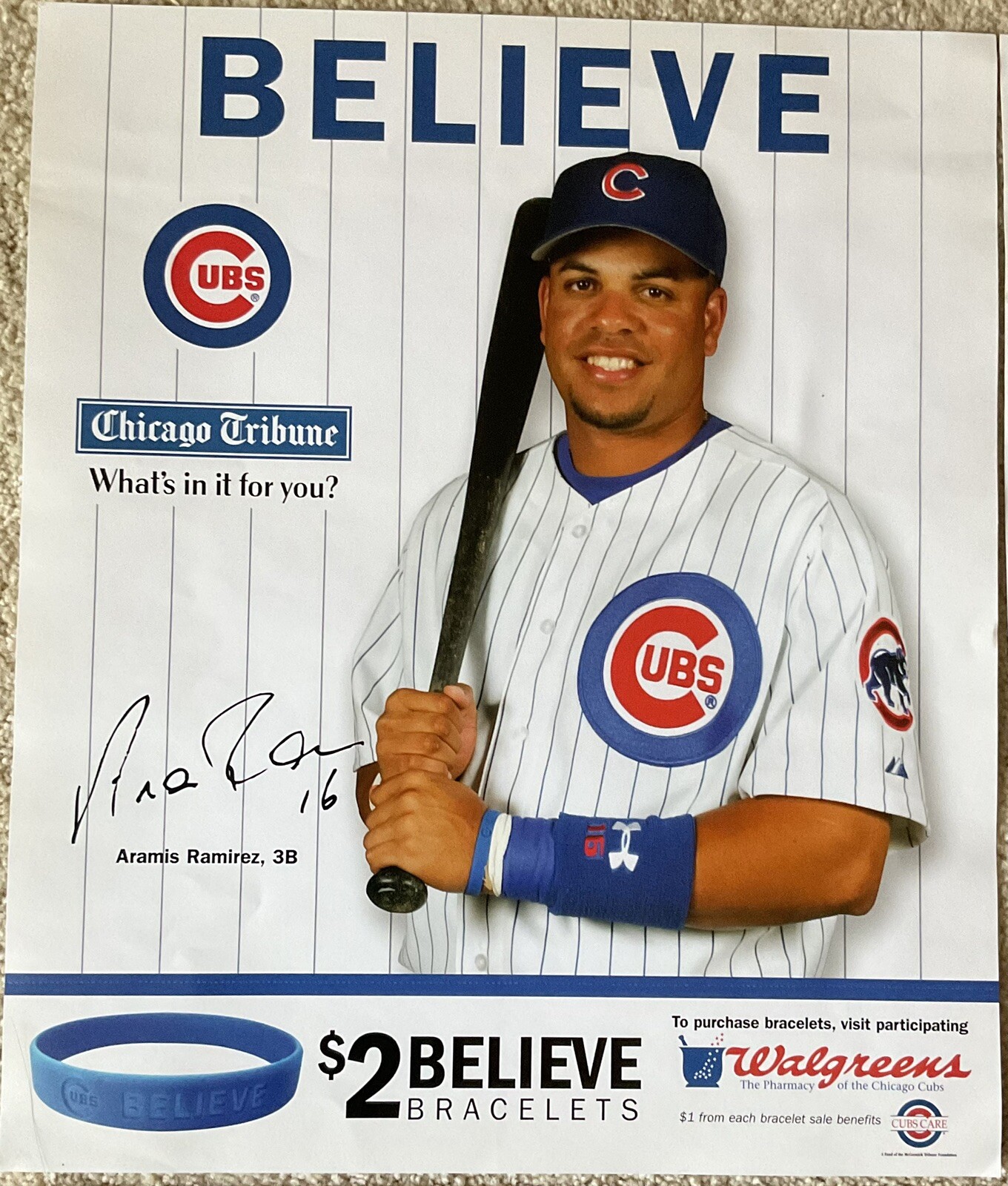 Chicago Cubs Posters (9), Believe Bracelet Ads, Walgreens, Chicago ...