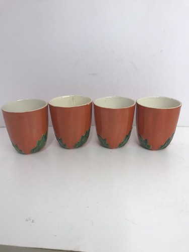 Vintage Japanese Maruhon Ware Hand painted Tomato Pumpkin Pattern Cups ...
