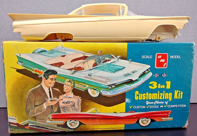 VINTAGE AMT 1959 BUICK INVICTA 2DR HARDTOP 1/25 UNBUILT MODEL KIT 4 ...