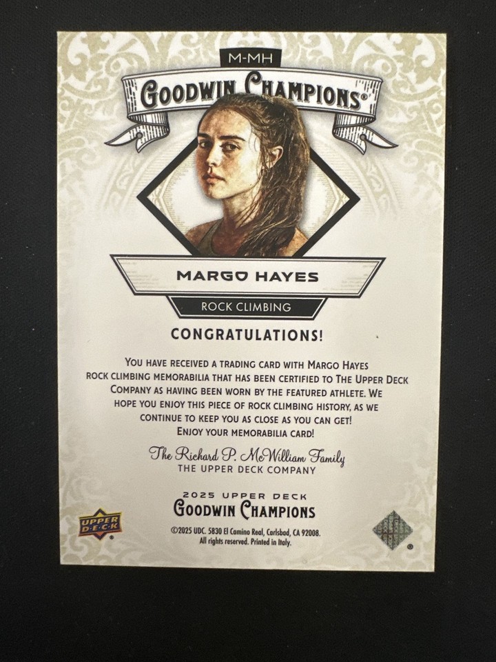 2025 Upper Deck Goodwin Champions Margo Hayes Game Used Jersey Patch SP ...