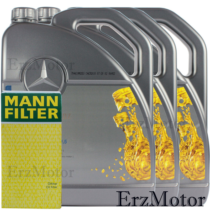 15L ORIGINAL MERCEDES MOTOROEL 5W40 MB 229.5 + MANN FILTER OELFILTER HU ...