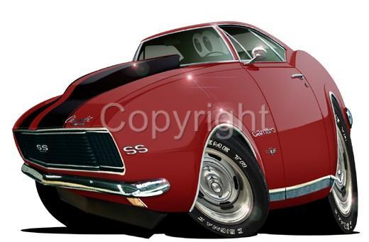 1967 SS Muscle Car Cartoon Tshirt #6750 caricature camaro automotive ...