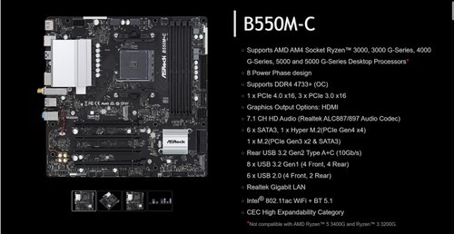 ASRock B550M-C micro ATX Motherboard AMD Socket AM4 DDR4 HDMI WIFI | eBay