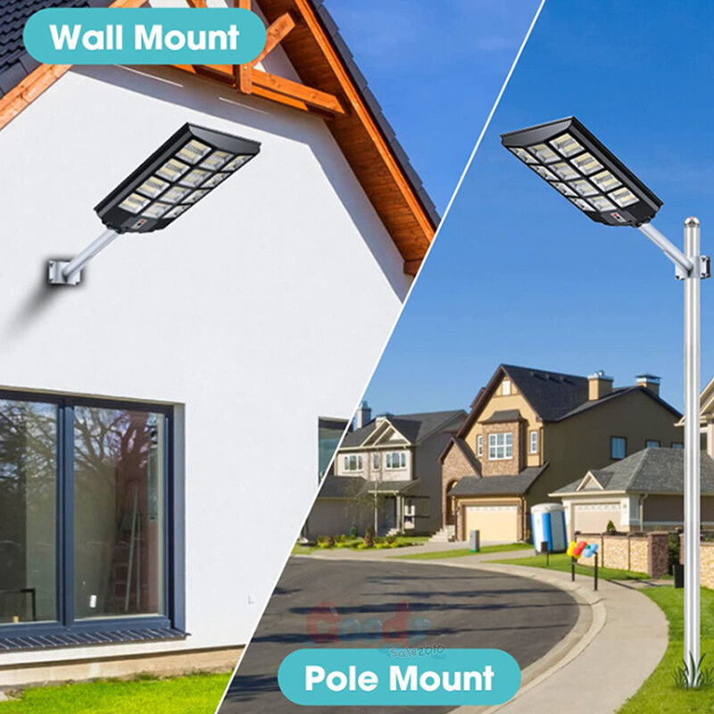 1600W LED Street Light Solar Power with Pole Remote Control Sensor ...