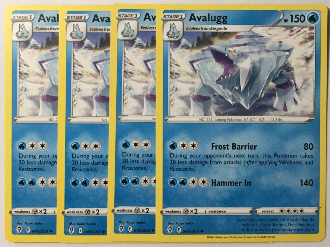 POKEMON 4X AVALUGG 045/203 EVOLVING SKIES UNCOMMON NEAR MINT-PLAYSET | eBay