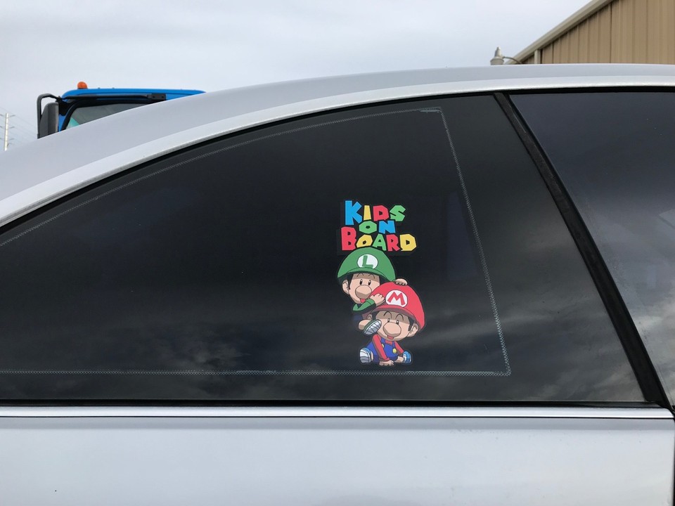 Super Mario Kids On Board Bumper Sticker Decal Sticker Super Mario and ...