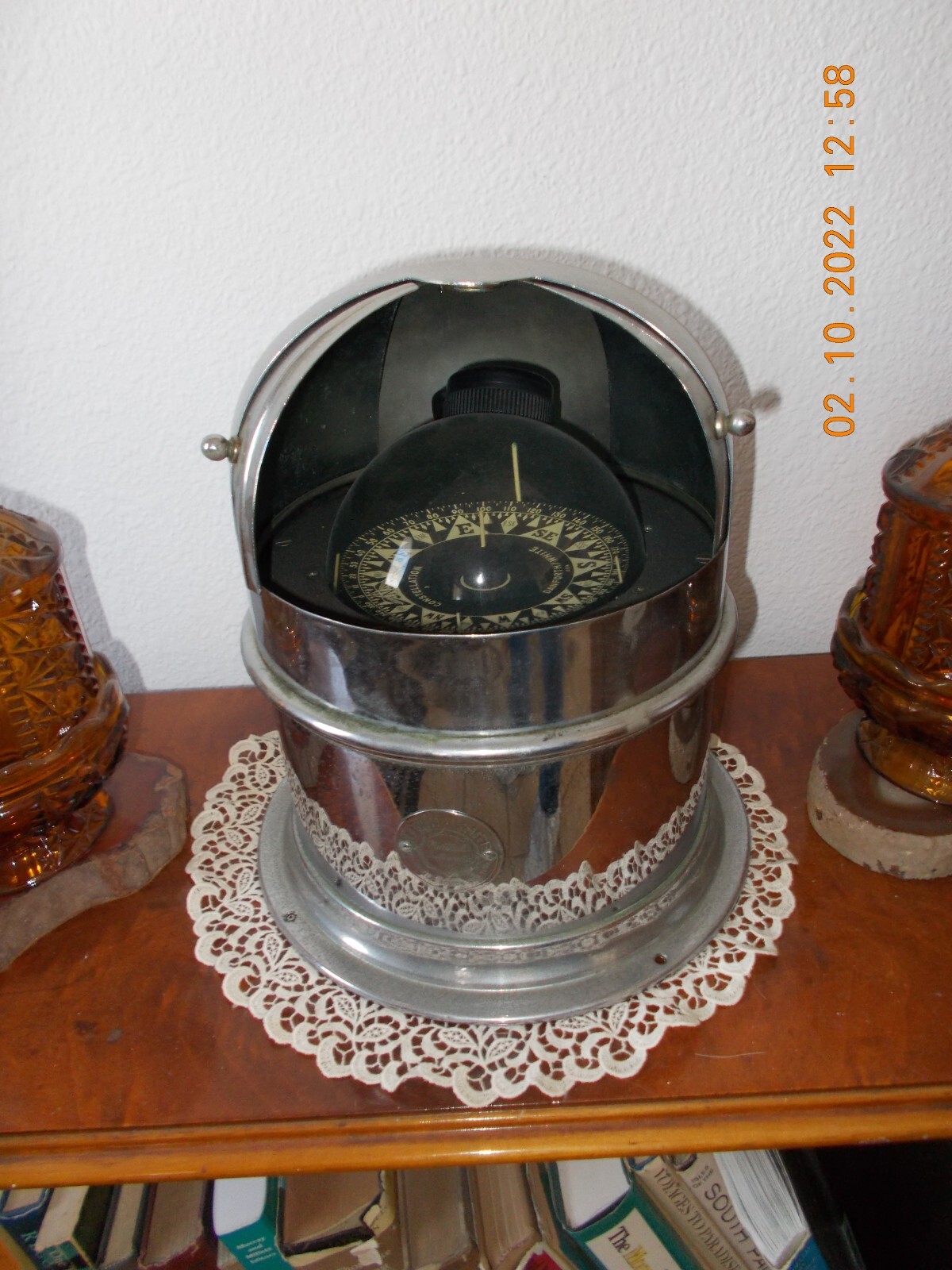 DANFORTH/WHITE CONSTELLATION COMPASS, CHROME/BRASS BINNACLE, 4.5" card ...