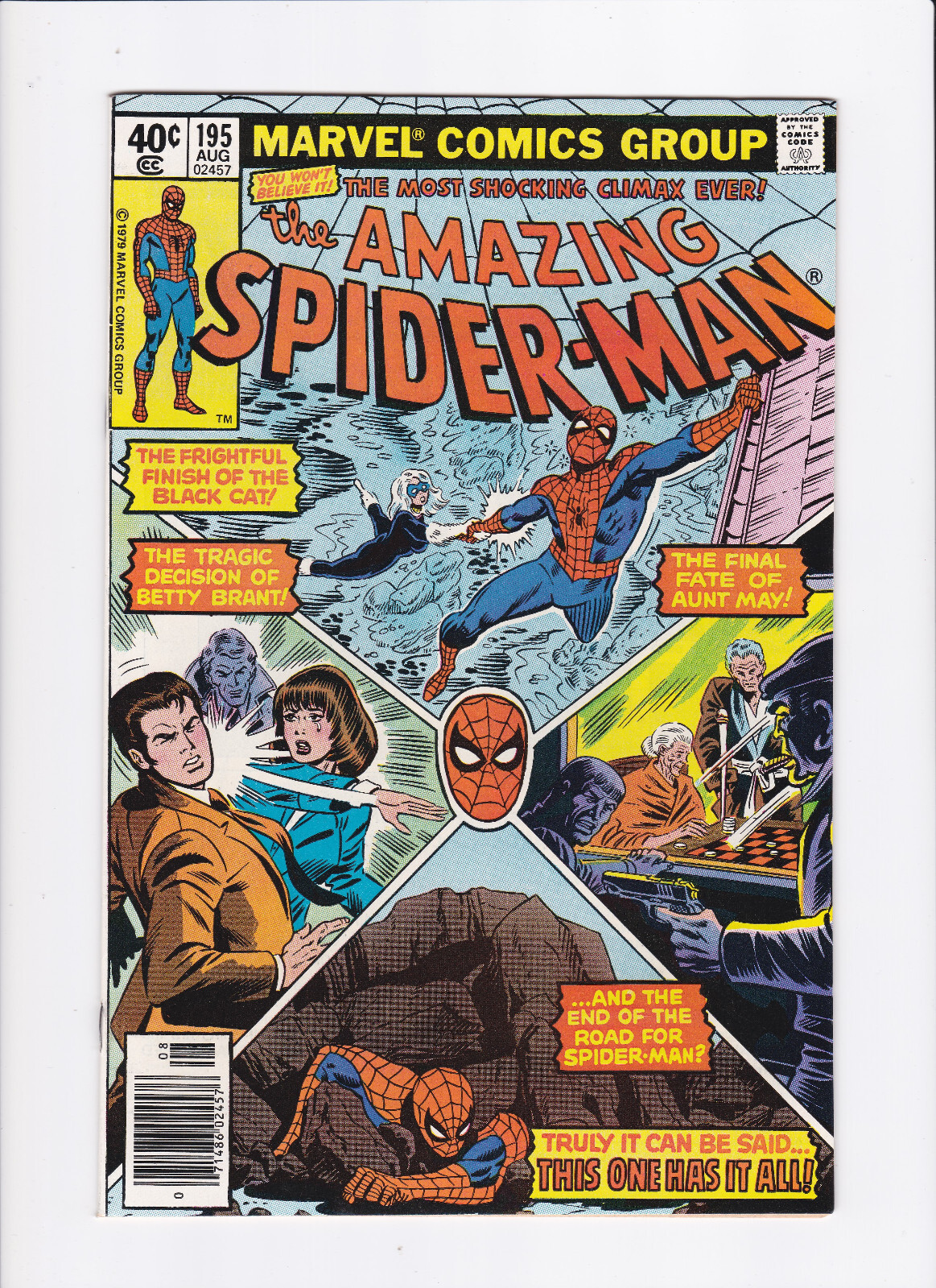 AMAZING SPIDER-MAN #195 [1979 NM-] "THE FRIGHTFUL FINISH OF THE BLACK ...