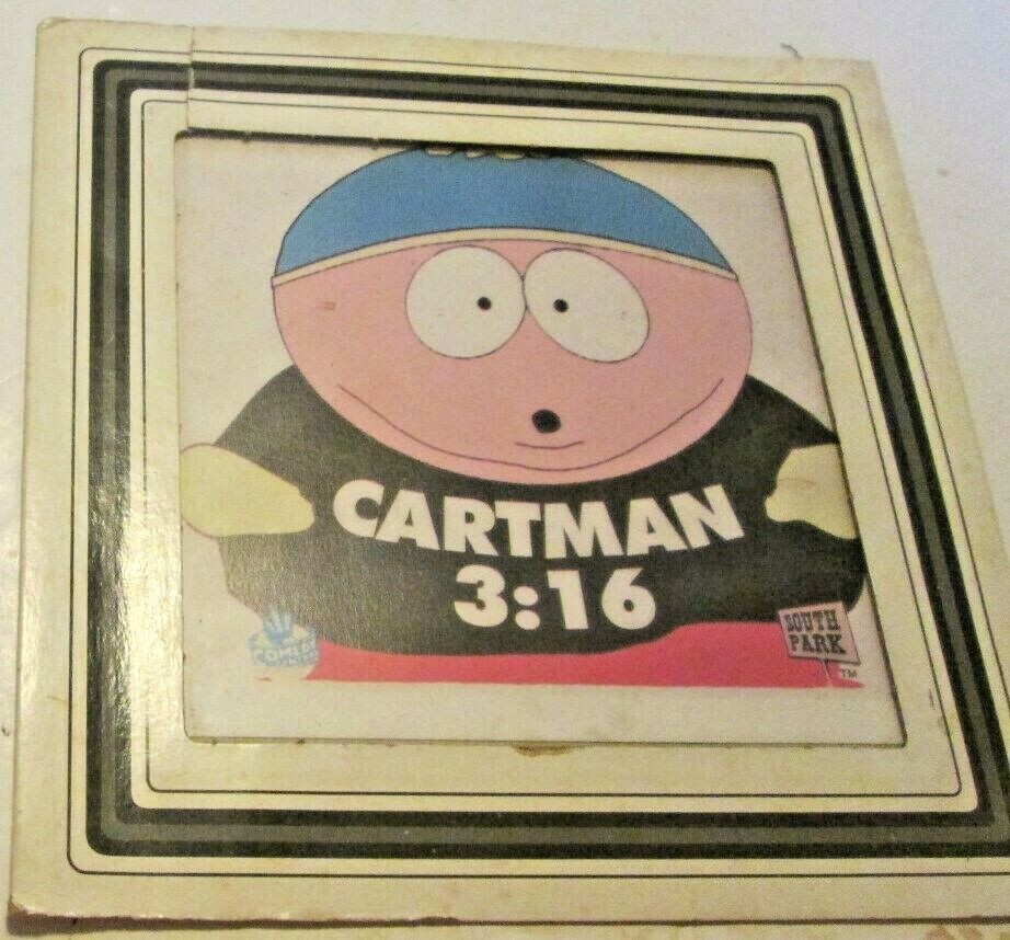 South Park CARTMAN 3:16 card stock framed picture with glass cover 8 ...