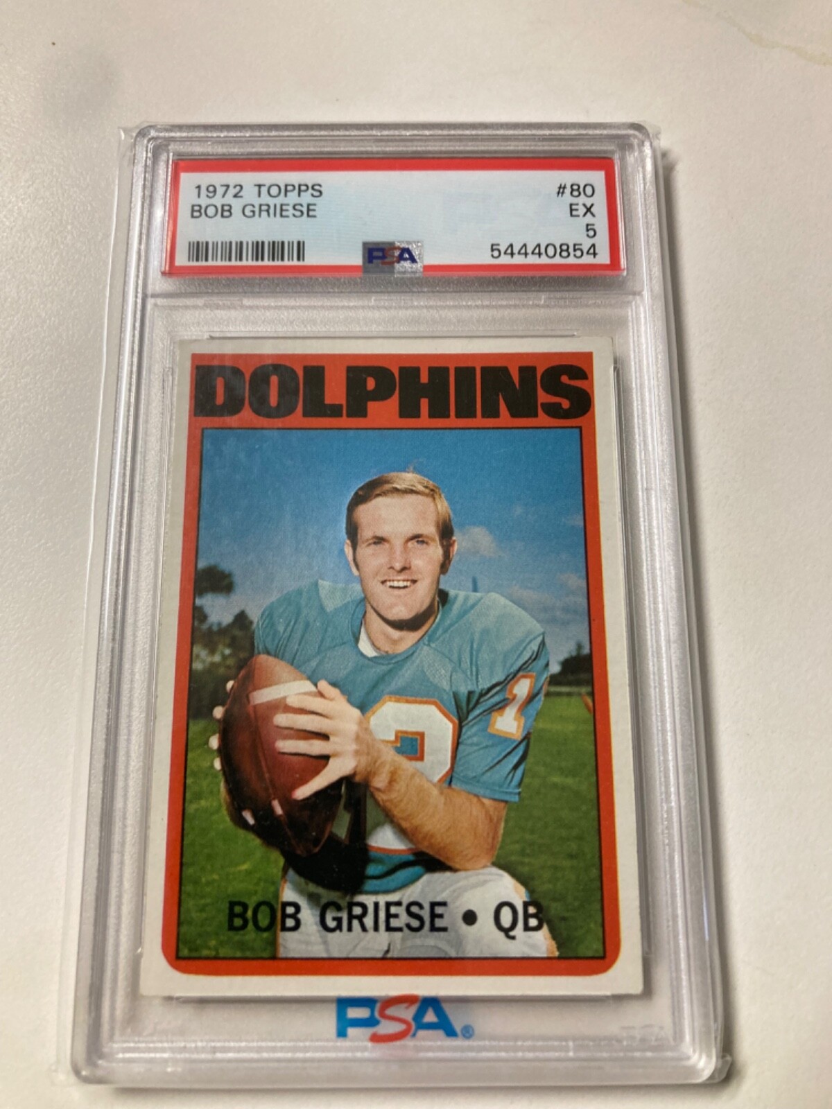 1972 Topps #80 Bob Griese PSA 5 NFL Miami Dolphins Perfect Season HOF ...
