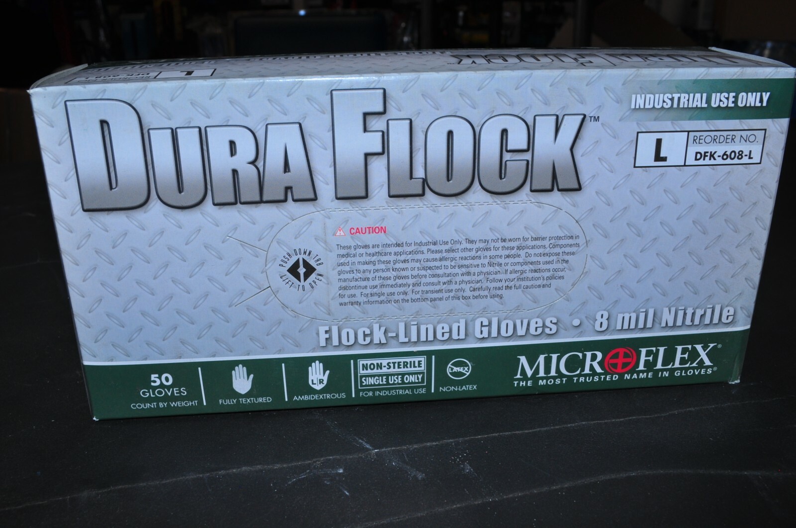 Gloves Microflex Dura Flock 8 mil Green Nitrile Medium 50 Pack DFK-608 ...
