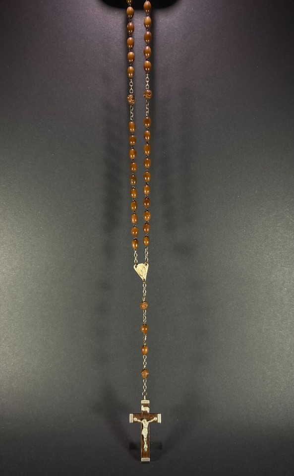 Vintage French Wooden Rosary Beads Lourdes Cross Catholic Prayer ...