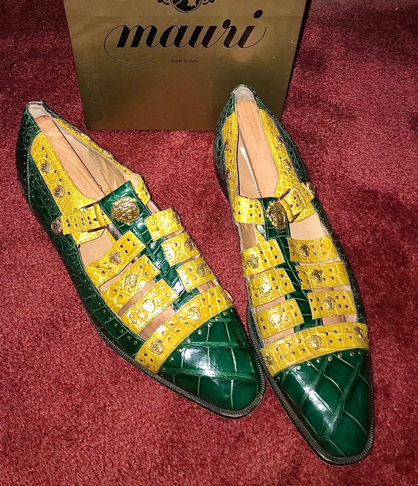 Green and gold mauri alligator mens shoes 15 - Gem