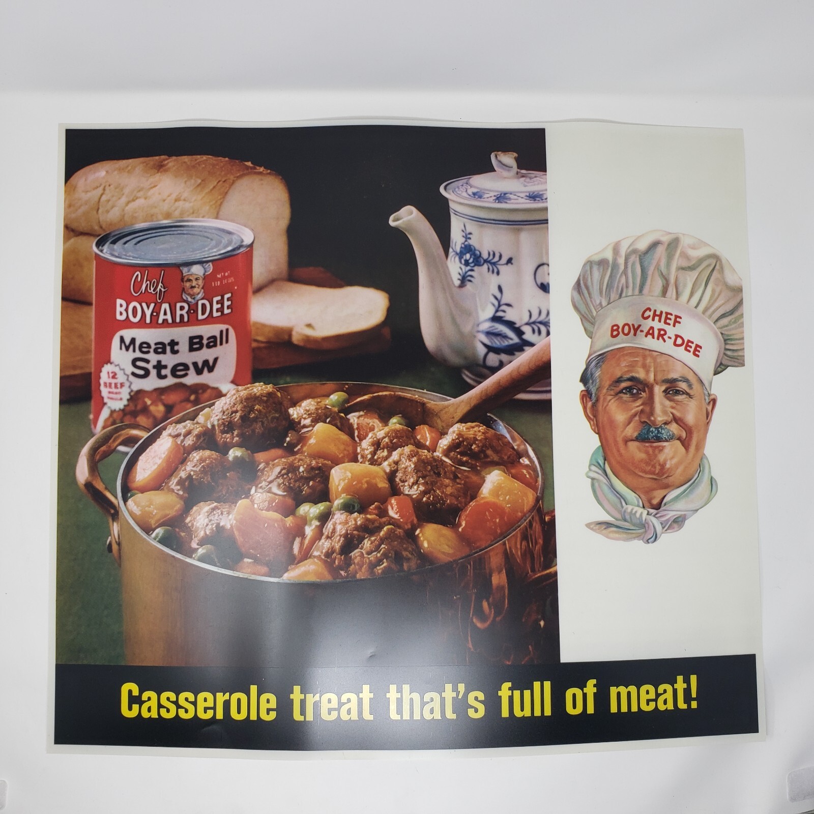 VERY RARE Vintage Print Ad 19x21 Vellum 1961 Chef Boy-ar-dee Meat Ball ...