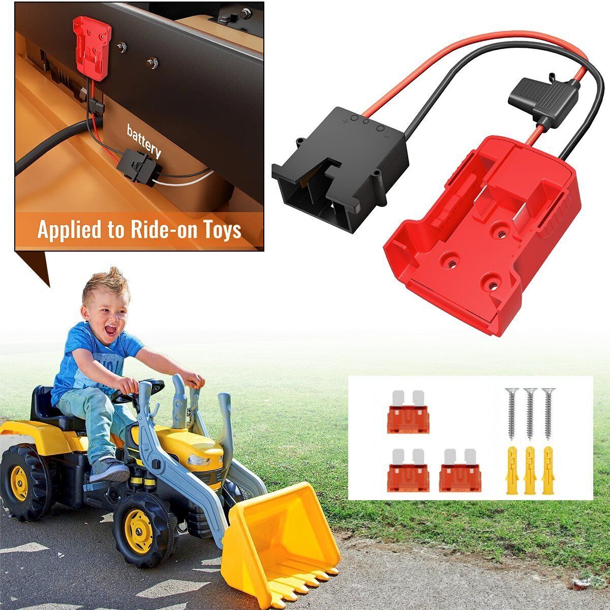Power Wheels Adapter for Milwaukee 18V Battery to DIY Ride On Car Toys ...
