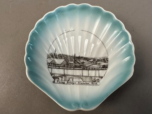 #94 Antique VTG SWING BRIDGE ALANSON MICHIGAN 1900s Souvenir China ...
