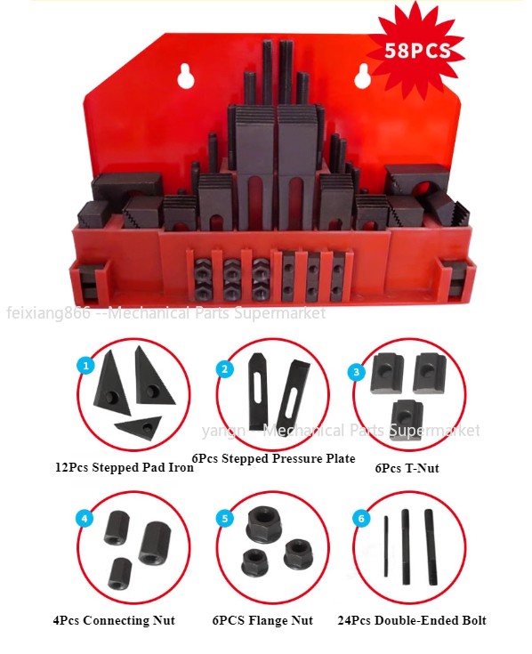 Milling Machine Clamping Set (58pcs) M12 Mill Clamp Kit Machine ...