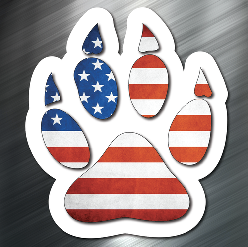 (1) AMERICAN FLAG Dog Paw Vinyl Decal Sticker Car United States Puppy ...
